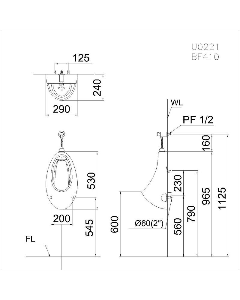 Bộ Xả Ấn Tay Bệ Tiểu - BF410