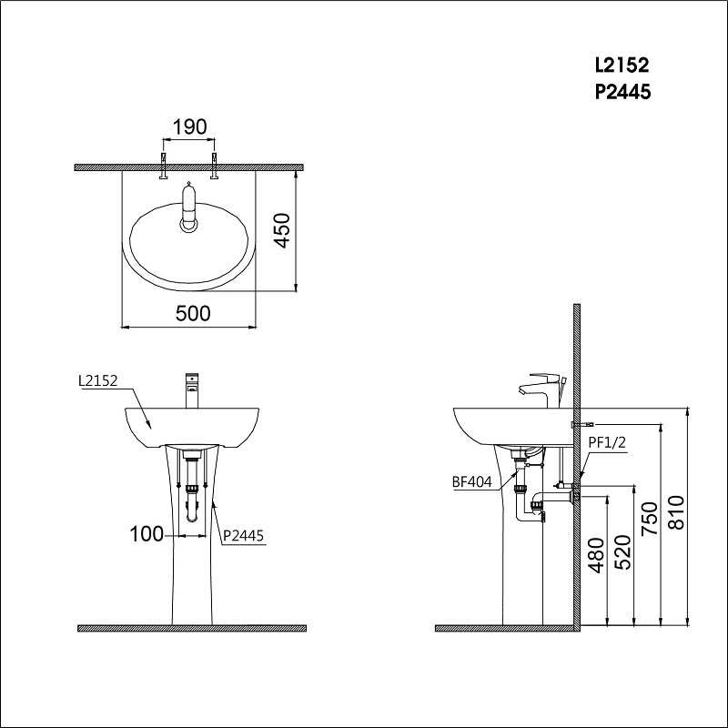 Lavabo Treo Tường - L2152 - P2445